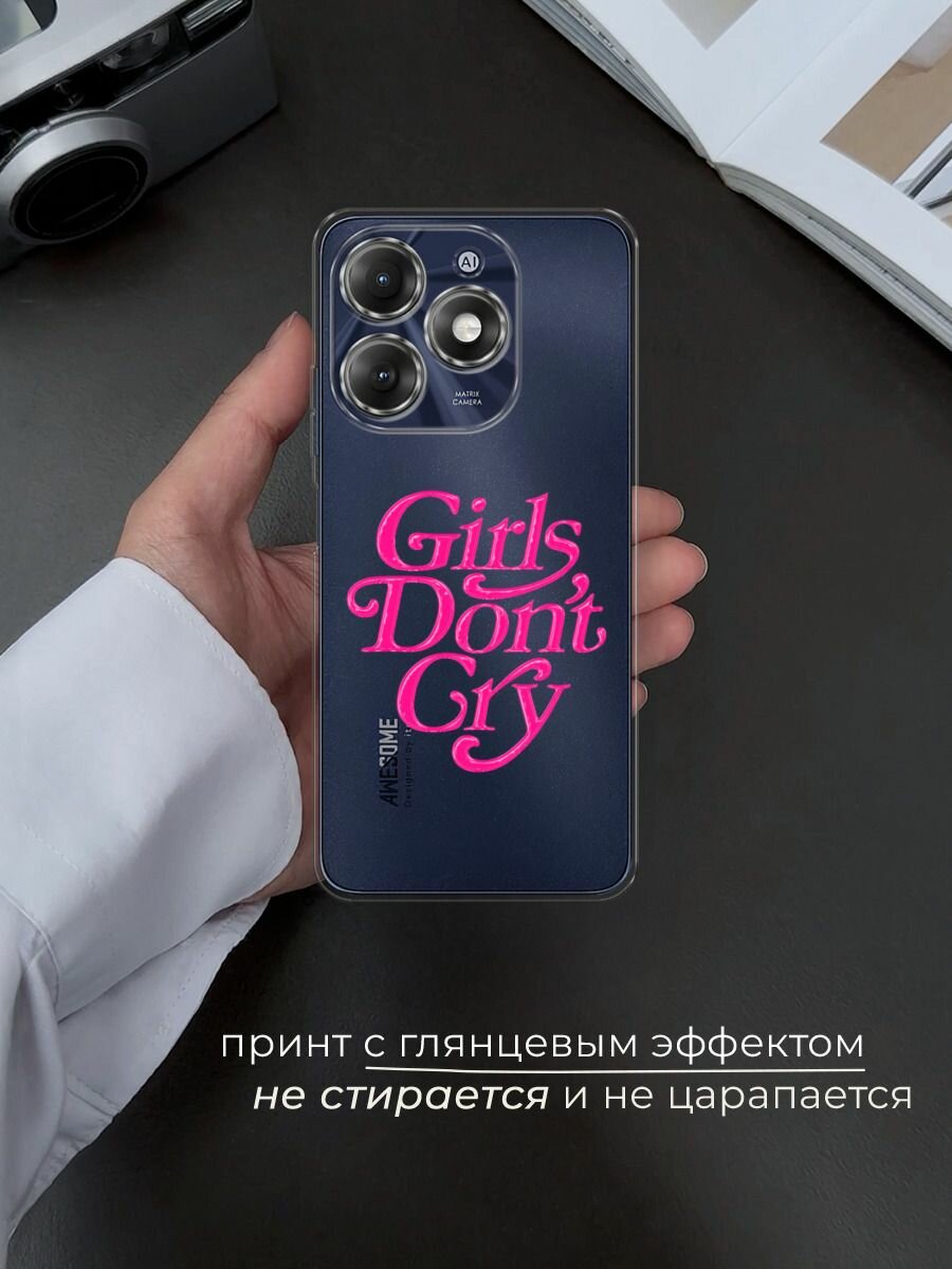 Чехол на Itel A70 / Ител А70 с принтом "Девочка не плачь" — фото 1
