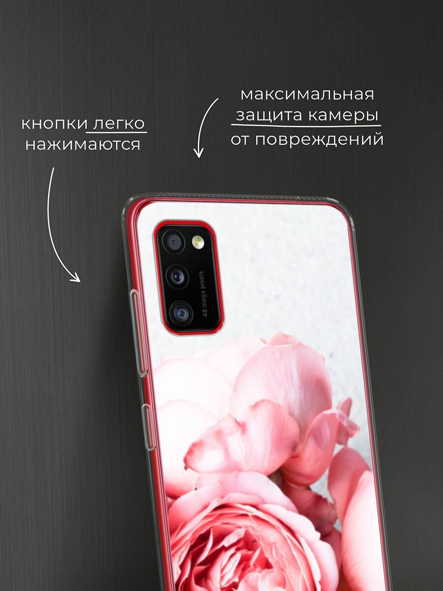 Чехол на Samsung Galaxy A41 / Самсунг Галакси А41 с принтом "Пионы на белом" — фото 1