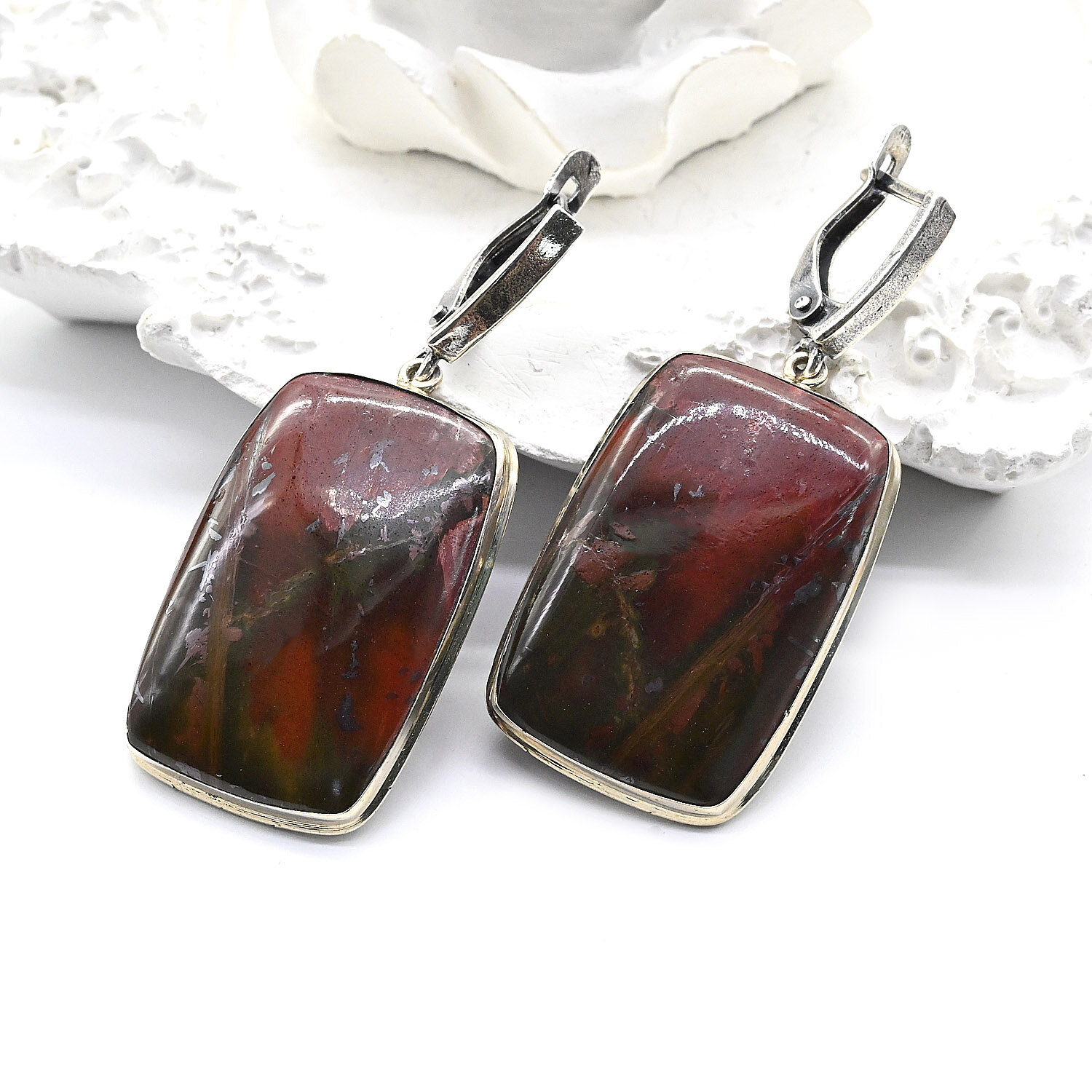 Серьги, яшма