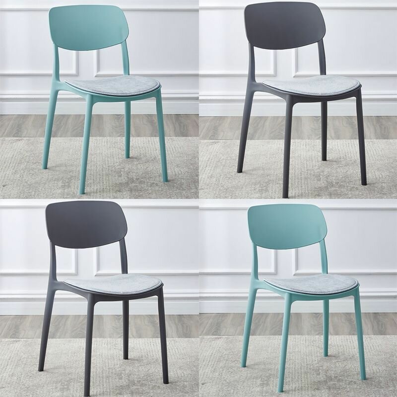 Стулья для кухни комплект 4 шт, Семья/кофейня/ванная комната, высота 44 см, Спинка 37 см, Хлопковая подушка,2 серых, 2 светло-зеленых -hj