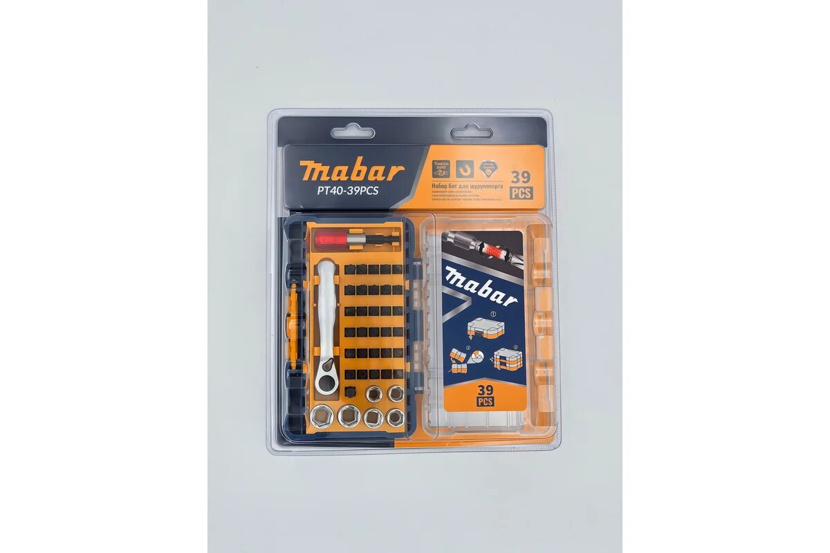 MABAR набор бит для шуруповёрта PT40-39PCS 1×20 шт, совместим с дрелями и винтовёртами