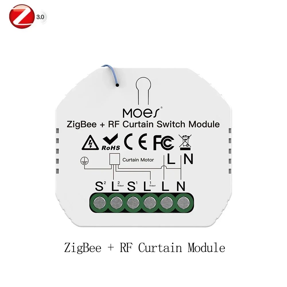 MOES ZigBee + RF Curtain Switch Module