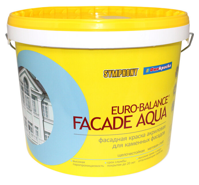 Краска SYMPHONY Euro-Balance Faсade Aqua фасадная, акриловая белая, база А 2,7л