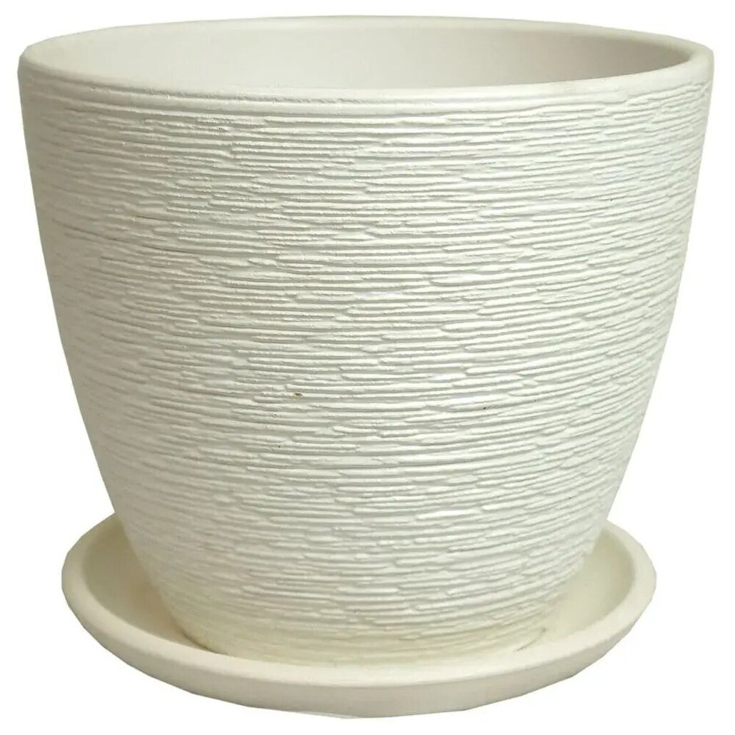 Горшок керамический с дренажным отверстием «Гнездо», №4, белый крокус