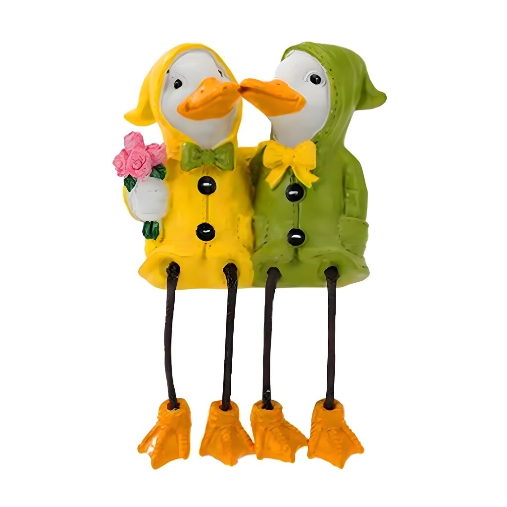Забавные фигурки уток в дождевиках из смолы для украшения сада и подарков детям