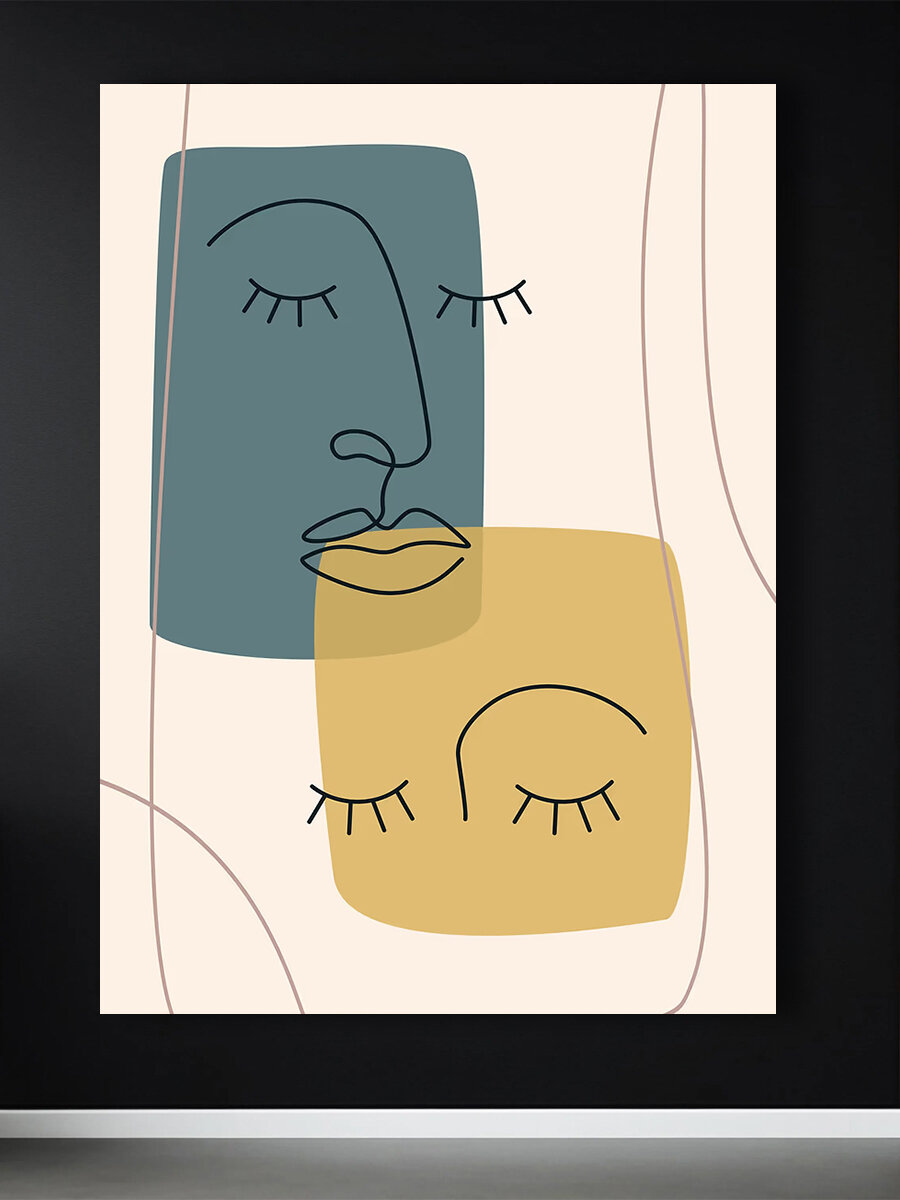 Картина на холсте - "Силуэт девушки, лицо женщины абстракция" , 30х40 см.