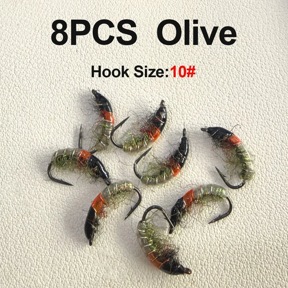 ICERIO Мушки для ловли нахлыстом 8 шт. size 10 8pcs olive