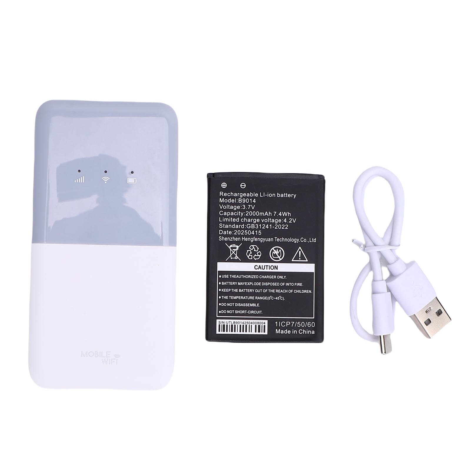 4G LTE Mobile Hotspot 300Mbps High Speed Pocket WiFi Mobile Router Supports 10 Connected Devices for Travel White Gray