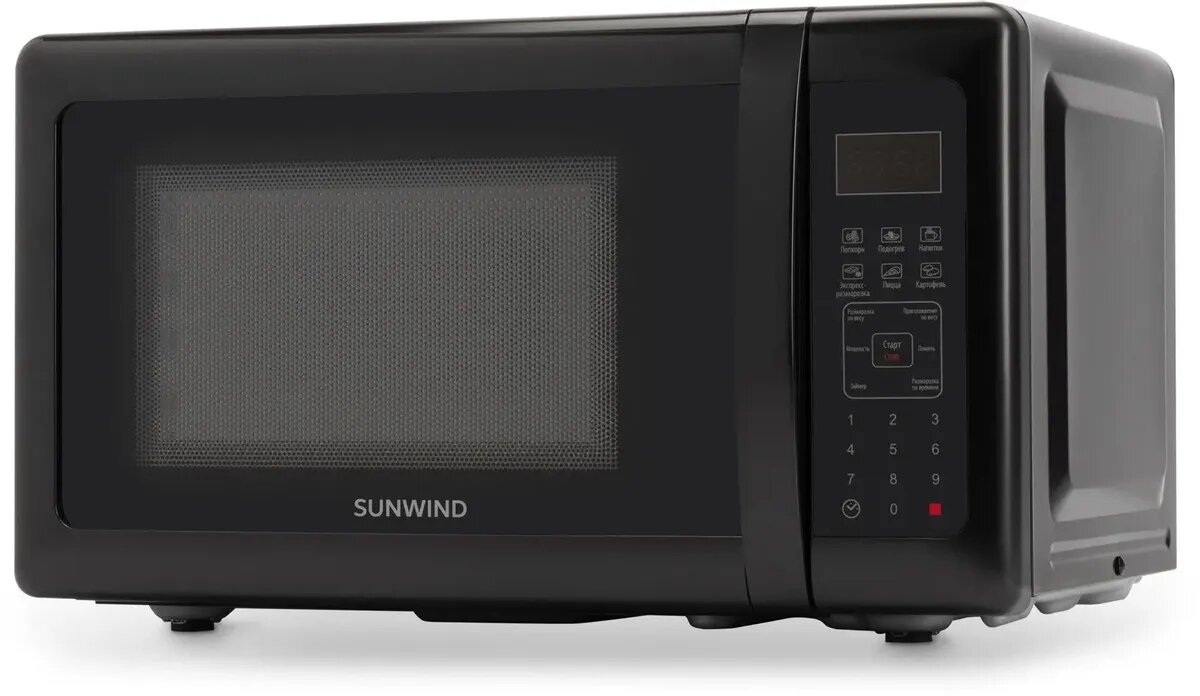 Микроволновая печь SunWind SUN-MW007 черный, 20 л, 700 Вт, переключатели - сенсор