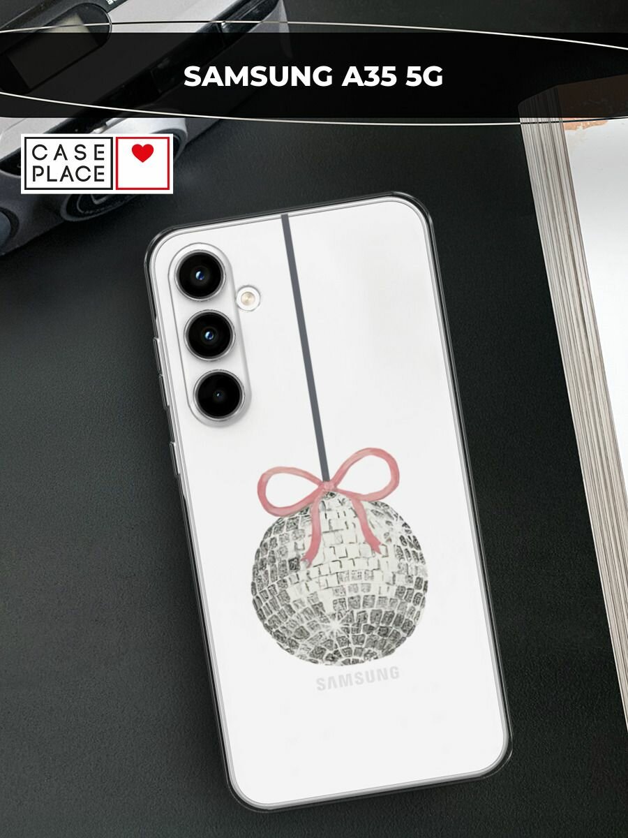 Чехол на Samsung Galaxy A35 5G / Самсунг Галакси А35 5G с принтом Новогодний диско шар, прозрачный