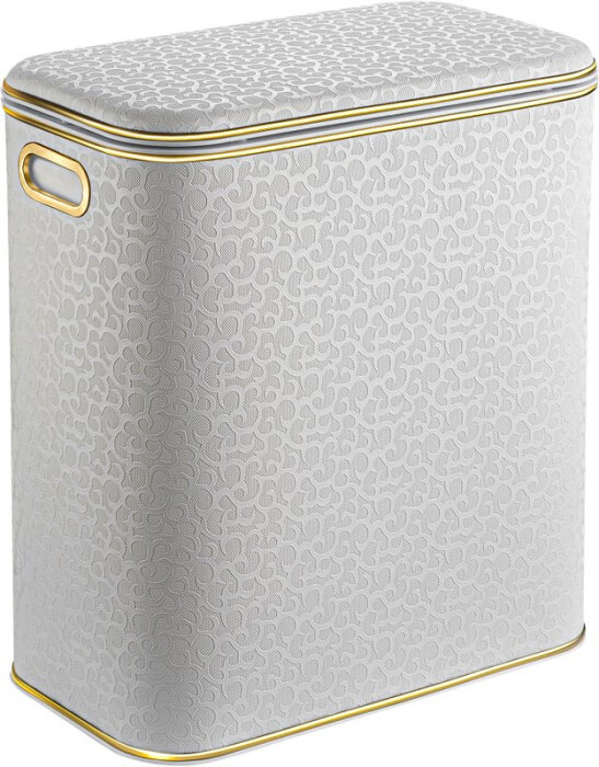 Корзина для белья Geralis FWG-M флористика, белая, золото, малая