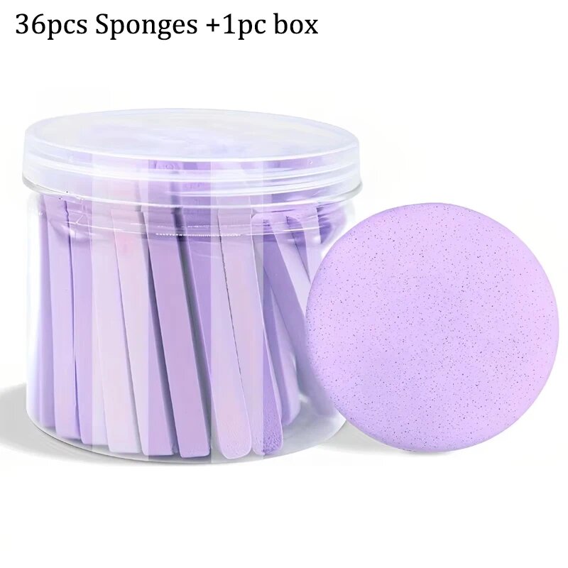 Набор спонжей для макияжа 36 шт + контейнер, PURPLE