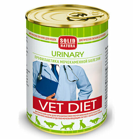 Для кошек Профилактика МКБ и ветеринарный влажный корм (консервы) солид натура (цена 340г х 12шт при заболеваниях Нижних отделов мочевыводящих путей