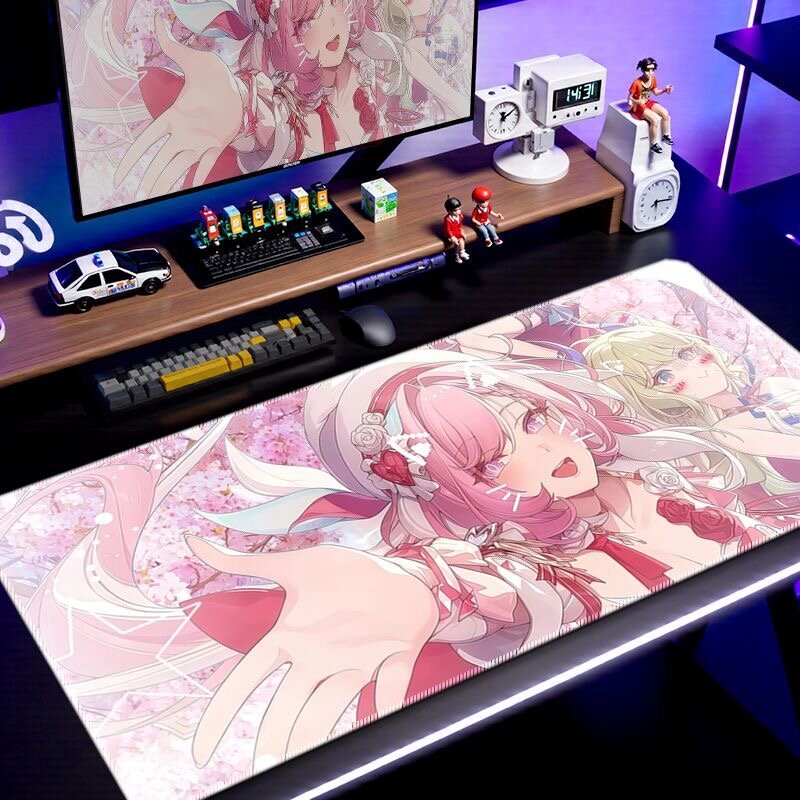 Киберпанк девушка игровой коврик для мыши ПК, XXL, 90x40 CM разноцветный