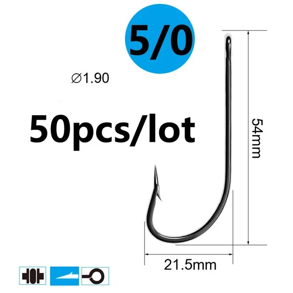 Рыболовные крючки 5/0, 50шт, 5I0