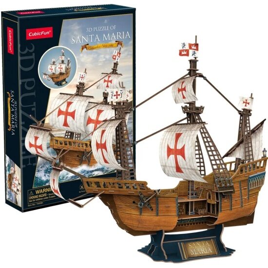 Пазл 3D Cubicfun Корабль Санта-Мария, 204 детали