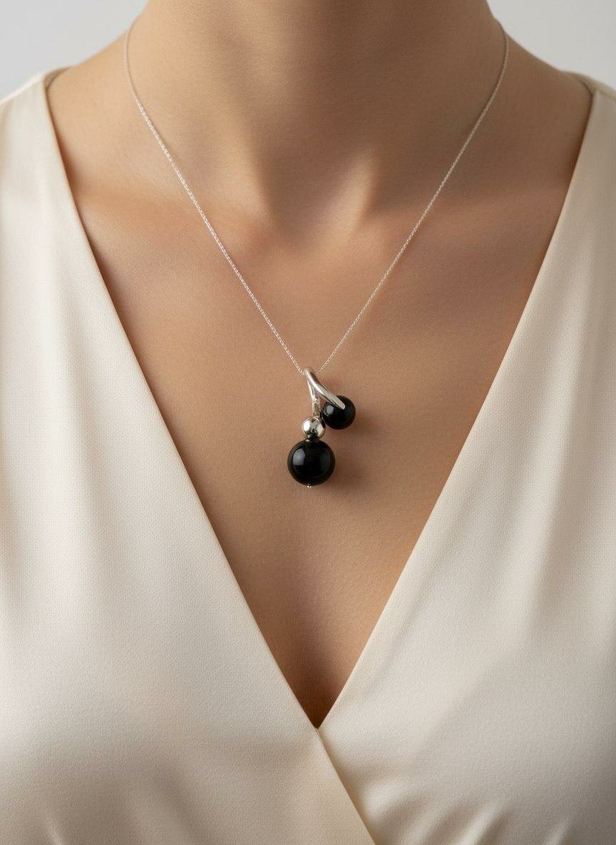 Подвеска, серебро, 925 проба, родирование, оникс