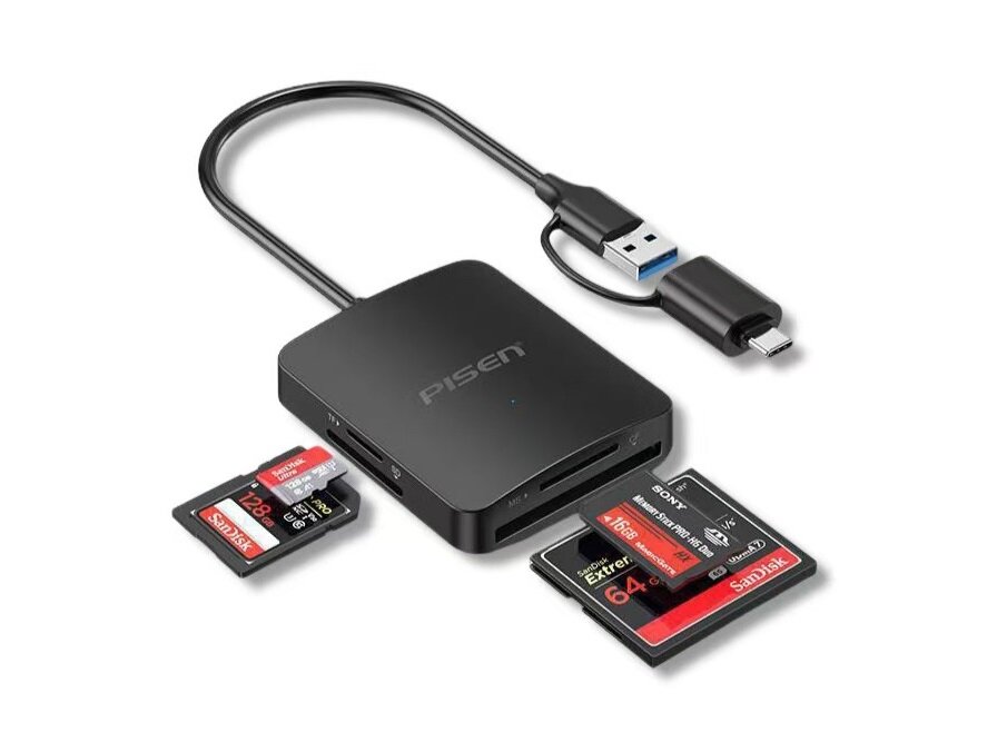 Картридер PISEN NJ-TC32 3.0 (USB+Type-C) для microSD/SD/CF/MS