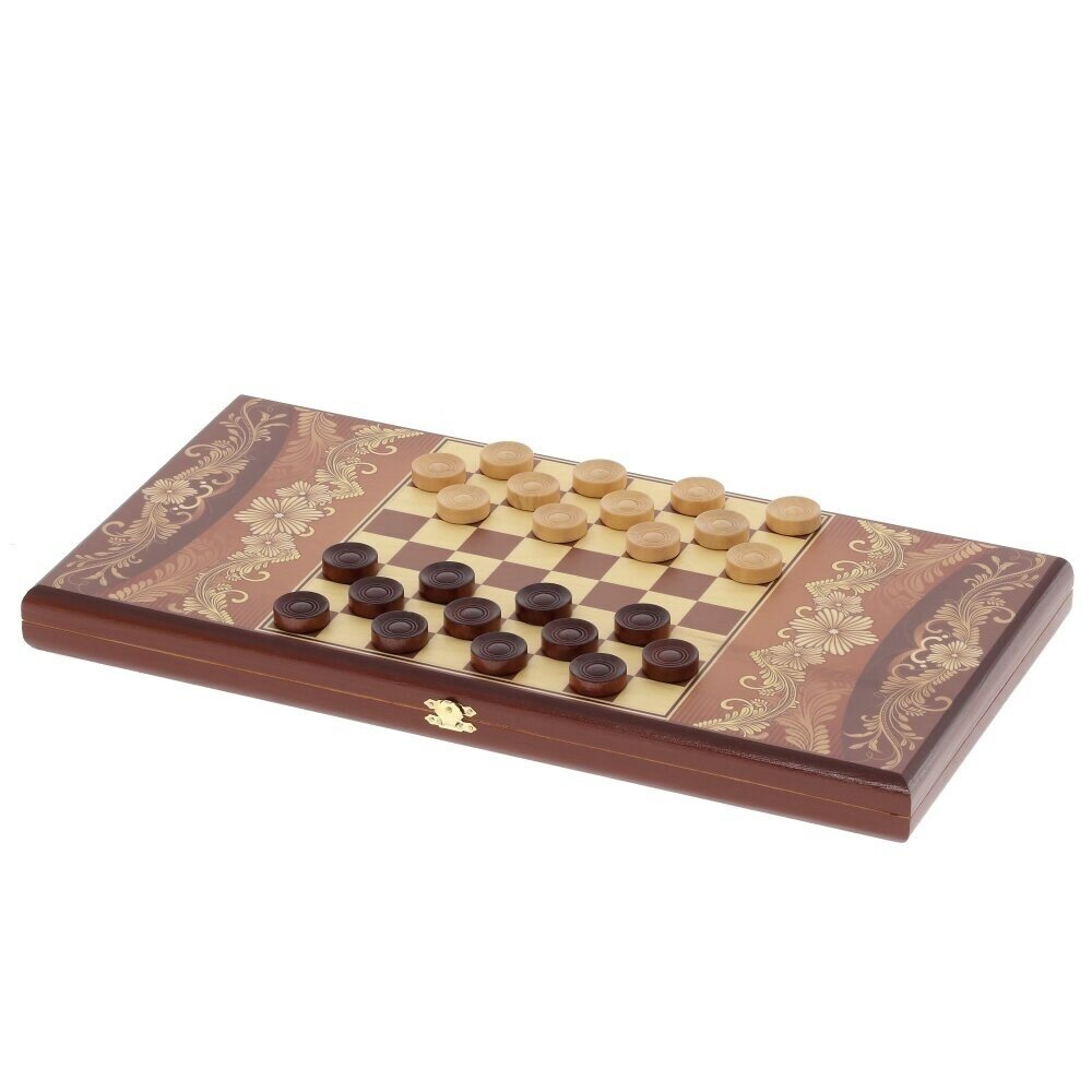 Игра настольная 2 в 1 ( шашки, нарды) "Узор", L=50 W=25 H=4 см