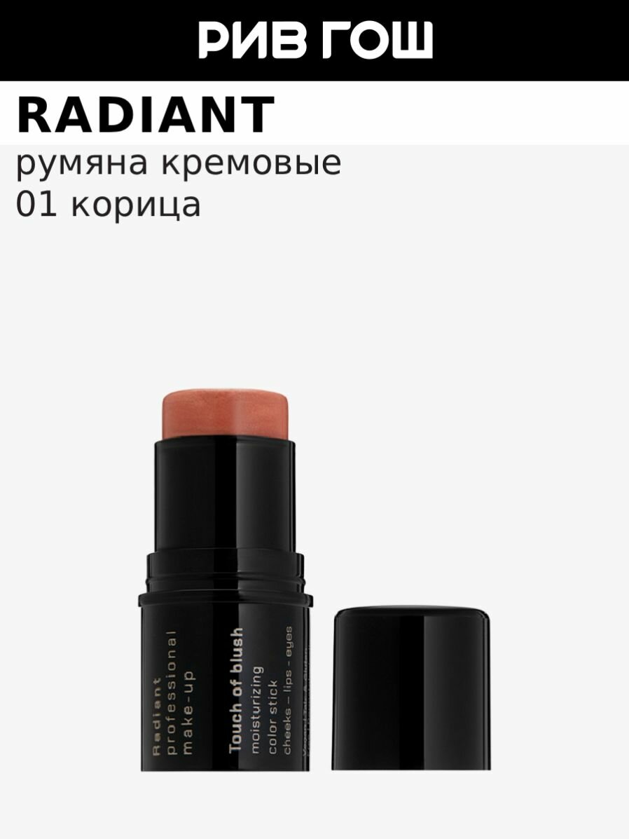 RADIANT PROFESSIONAL MAKE-UP Румяна Touch Of Blush с полуматовым финишем увлажняющие, 4 г, 01 Корица