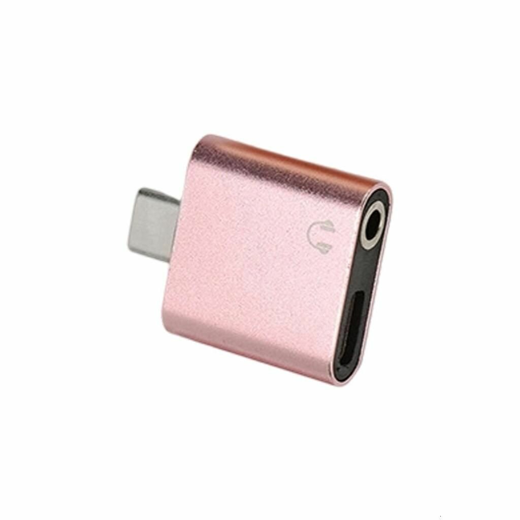 Адаптер USB C с разъемом 3.5 мм, металлическая текстура для электроники, Розовый