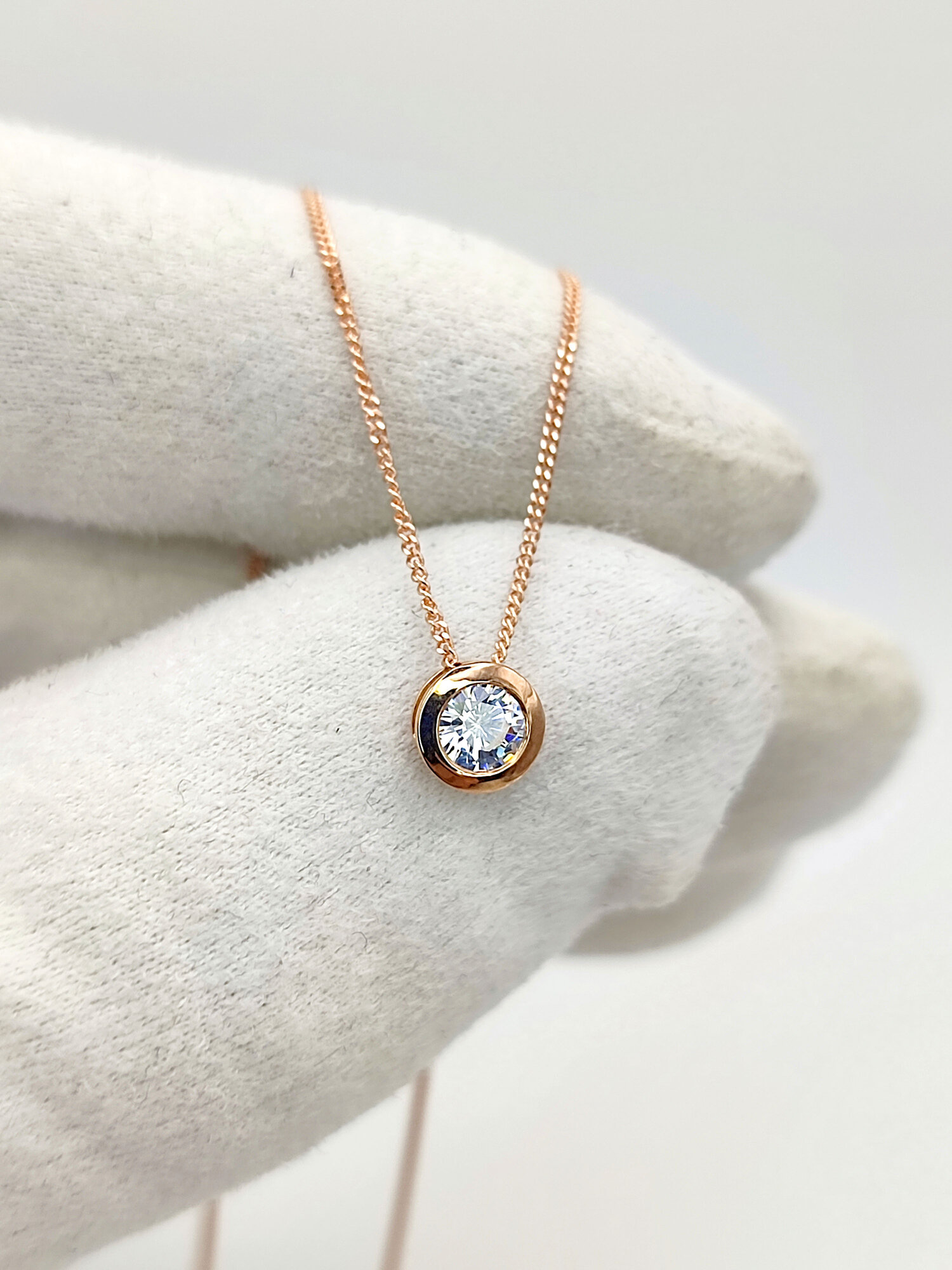 Подвеска, красное золото, 585 проба, фианит