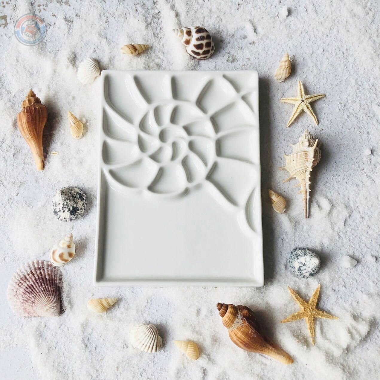 Керамическая палитра раковина для смешивания акварели, акрила и гуаши, 11.5х15.5 см, удобная мойка, идеальна для художников и творчества