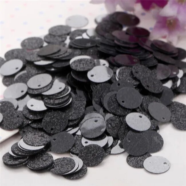 Блестки Flatcup круглые 10 мм 10 г Черный, Black