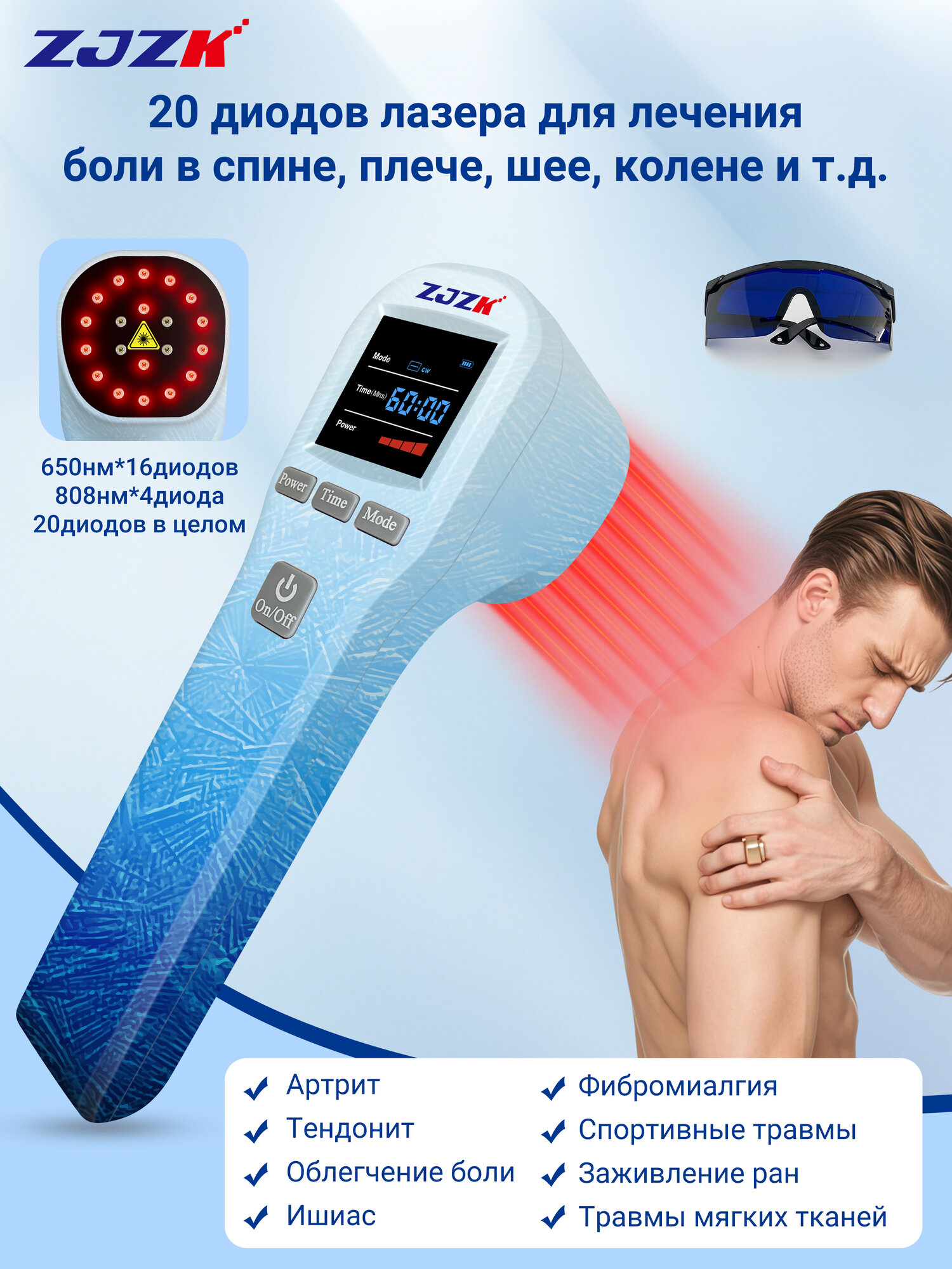 Лазерный аппарат IV класса ЛЛТ – 650нм 808нм для глубоких тканей и боли в плече
