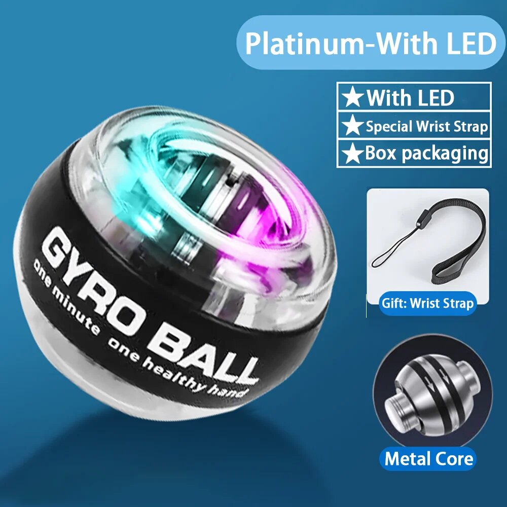 YangChen Power Wrist Гироскопический мяч для тренировки рук Серебряный, Platinum-With-LED