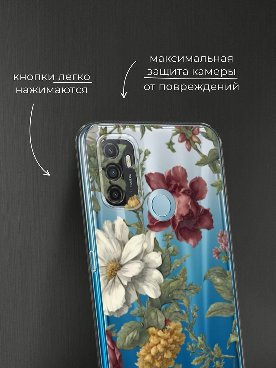 Силиконовый чехол на Oppo A53 / Оппо А53 с принтом Акварельные цветы 2 — фото 1