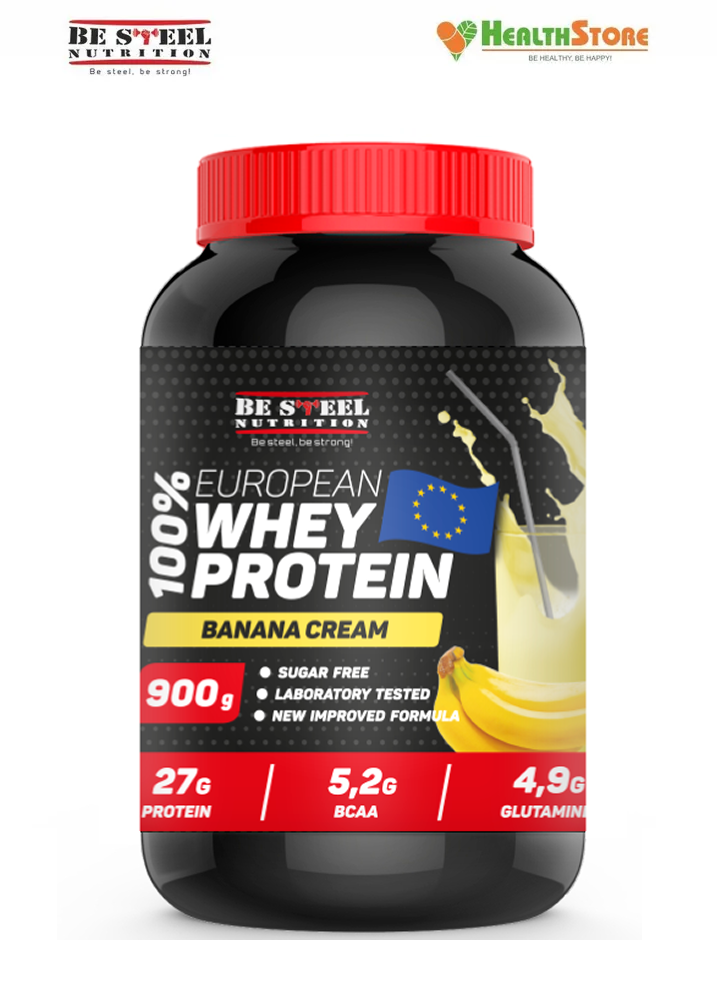 Напиток растворимый "ВЭЙ про" Be Steel Nutrition 100% European Whey Protein 0,9кг (банановый крем)