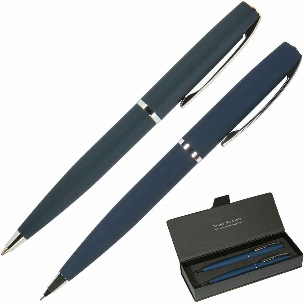 Набор SIENNA: ручка шарик 1мм син+каранд механич 0,7мм корп син 20-0222/0350, 1948930