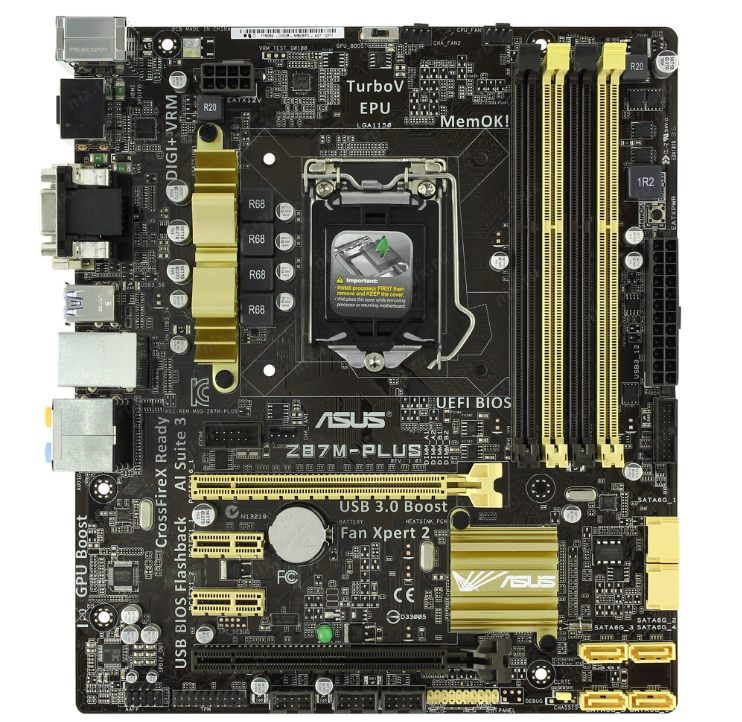 Материнская плата Asus Z87M-PLUS, microATX, поддержка Hyper-Threading