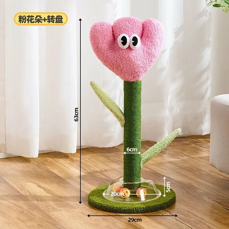 Когтеточка для кошек в виде кактуса или цветка, прочный сизаль, игровой дизайн, для точения когтей, компактная