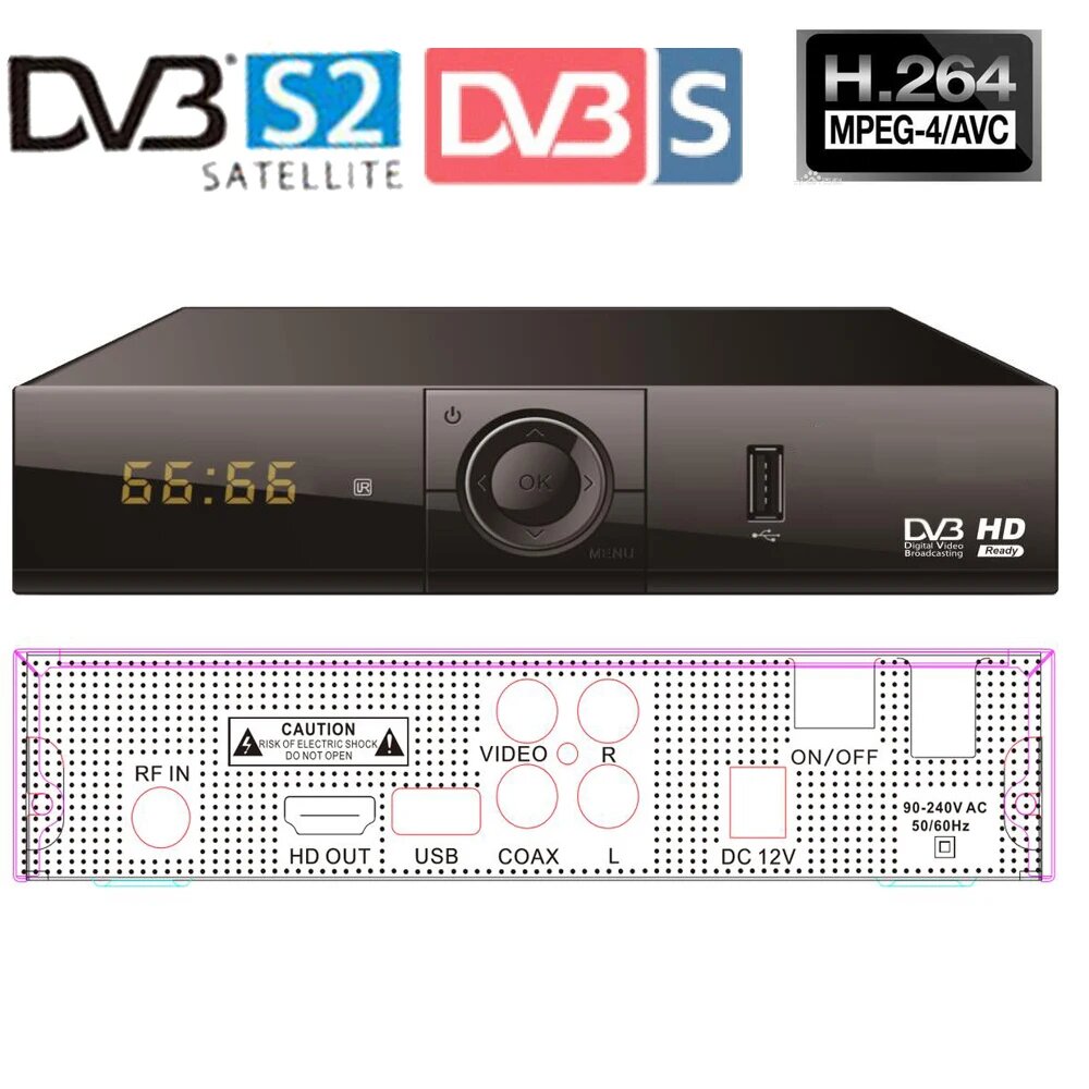 Dvb S2 декодер спутниковый ТВ приемник HD DVB-S2 H.264 приемник