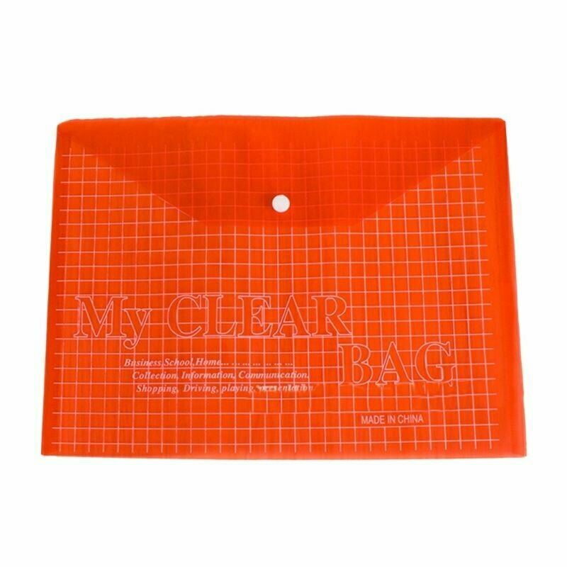 10 шт, прозрачные сумки для папок с файлами, прозрачные пакеты для документов с застежкой-кнопкой для формата бумаги формата А4