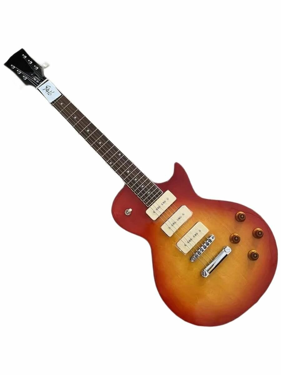 Китайская электрогитара LP (вишнёвый градиент, плоский корпус, три P90-звукоснимателя, 22 лада, незначительные косметические дефекты