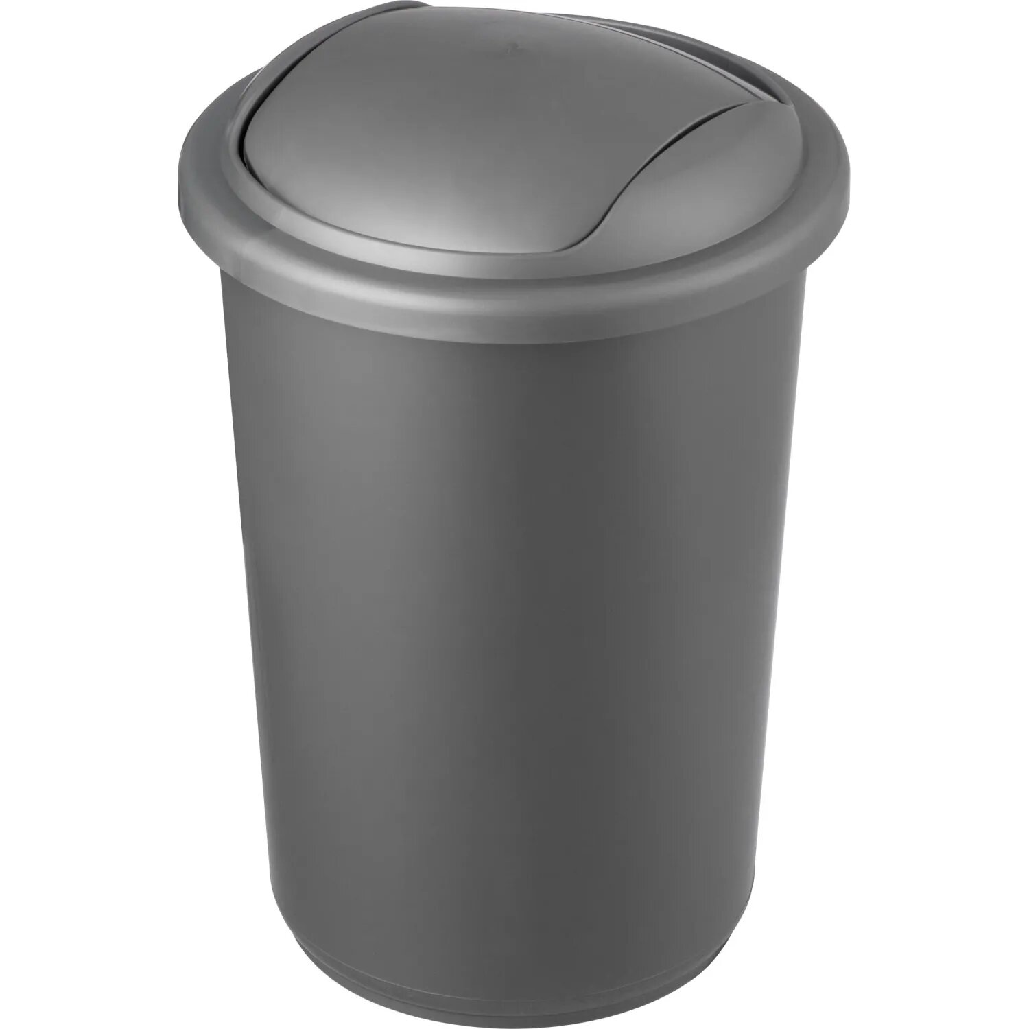 Ведро мусорное 12л пластик, серый металлик с крышкой-вертушкой