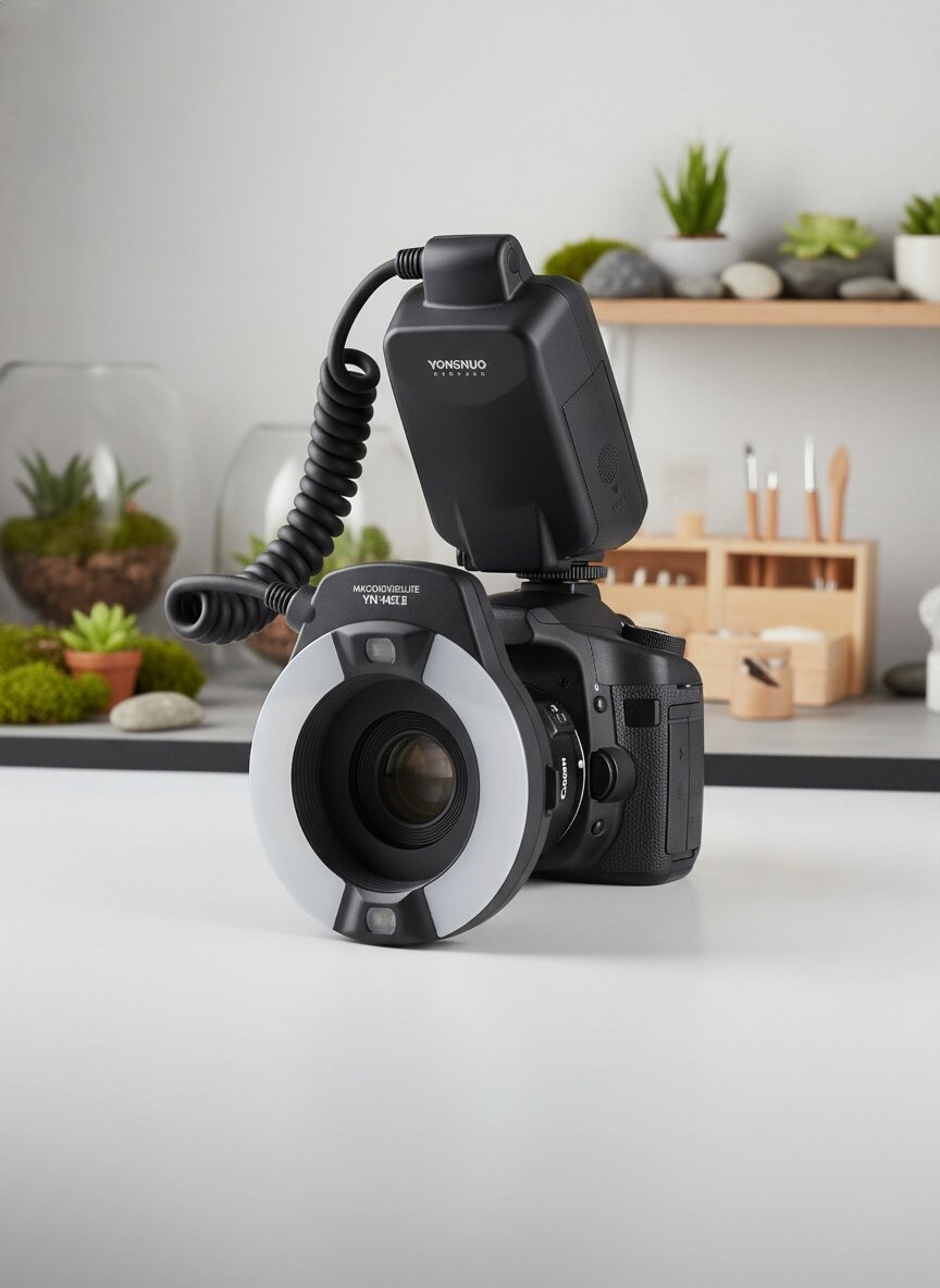 Вспышка Yongnuo YN14EX, кольцевая, TTL, макро, светодиодная, с переходными кольцами, черная