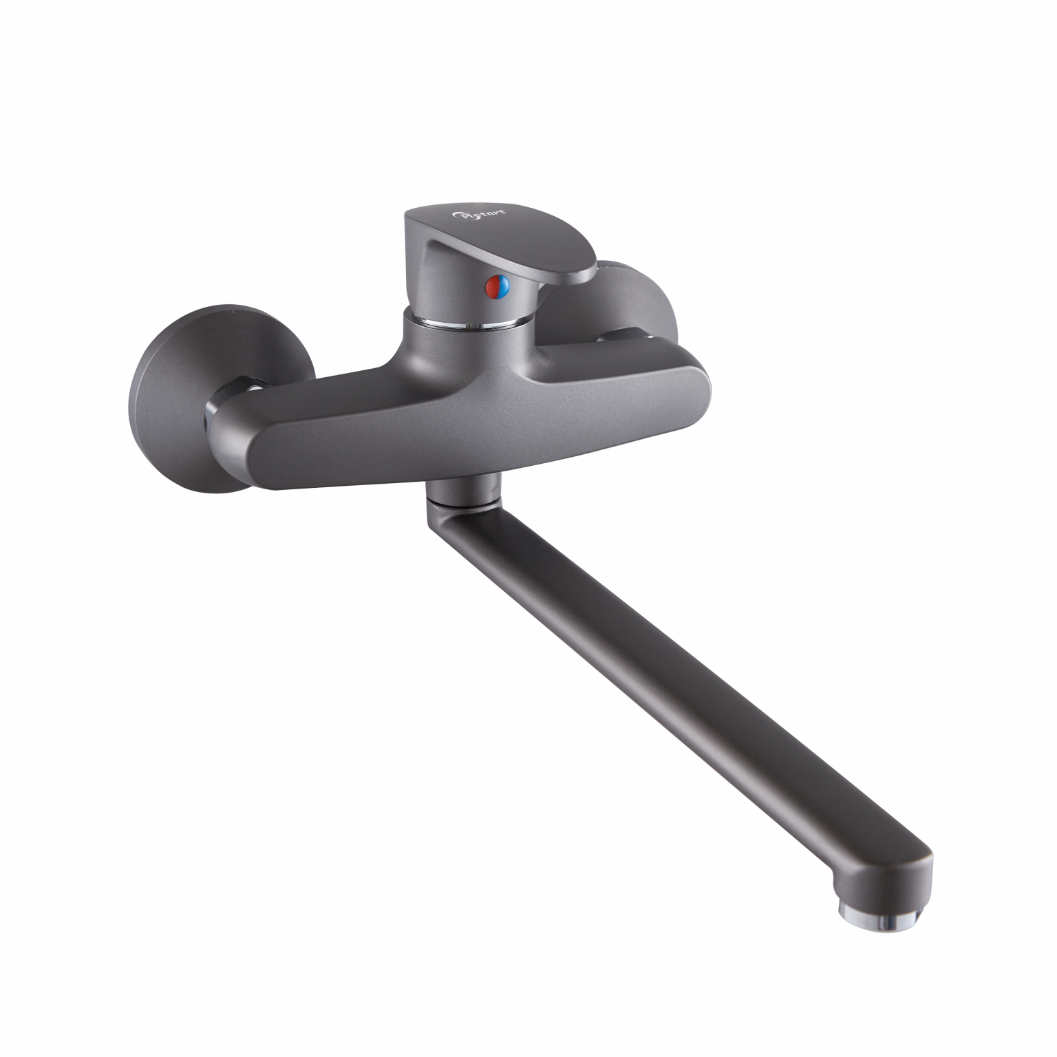 Смеситель для кухни Plstart PL4605-17 графит, с гибким изливом, рычажный, пластик и сталь