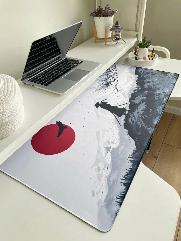 Коврик для мышки/Большой игровой 900х400 мм, XXL, белый, серый