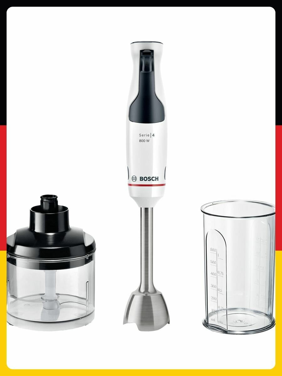 Погружной блендер Bosch MSM4W220 мощностью 600 Вт с мерным стаканом, цвет белый, серый