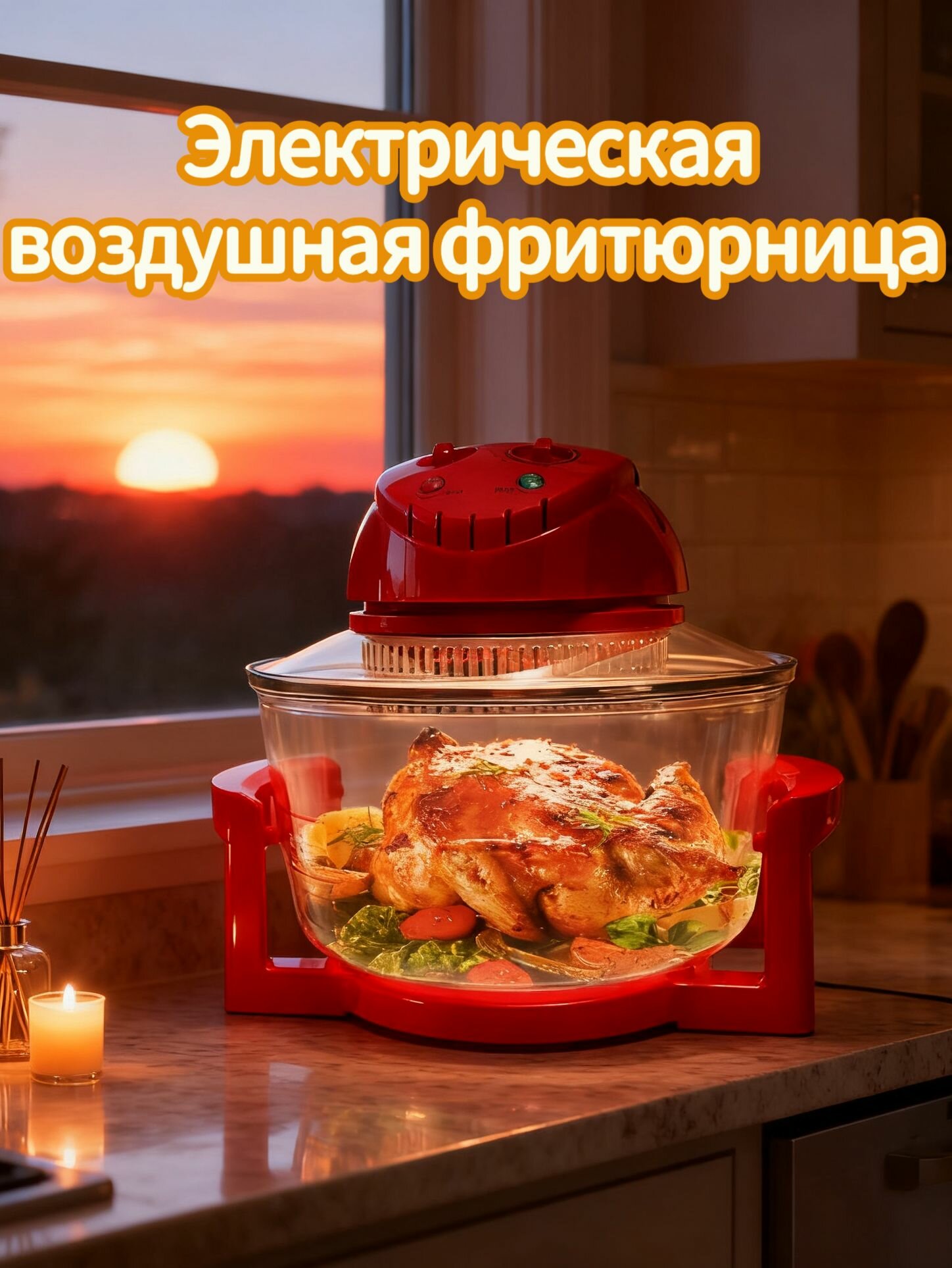 Аэрогриль электрический, аэрофритюрница, 12 литров, 1300Вт, Многофункциональный, 125 градусов-250 градусов