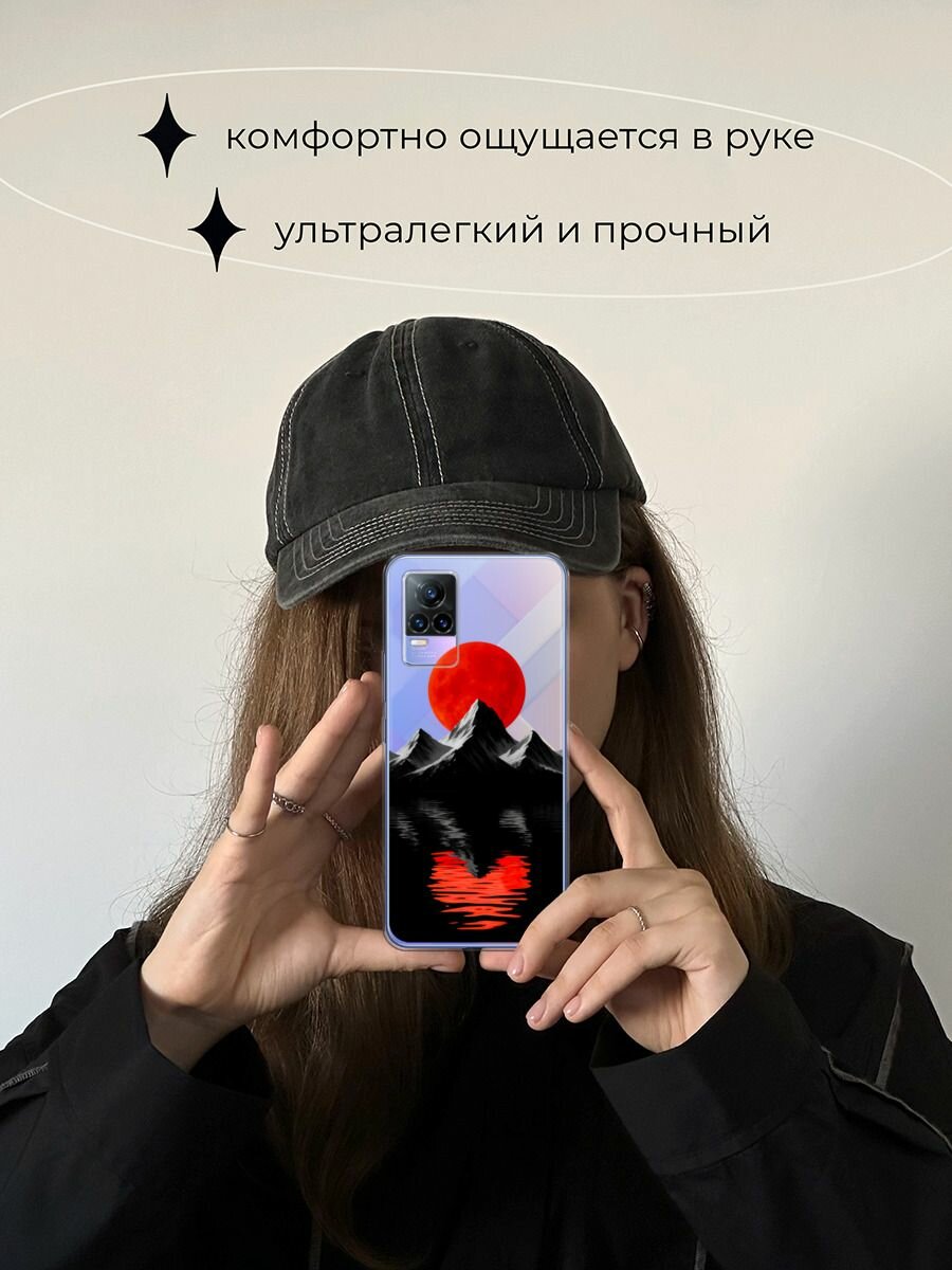 Чехол на Vivo V21e 4G / Виво V21e 4G с принтом Черная гора, прозрачный — фото 1