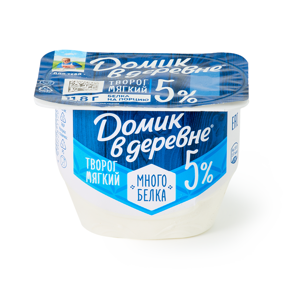 Творог мягкий 5% «Домик в деревне», пластиковый стаканчик, 150 г