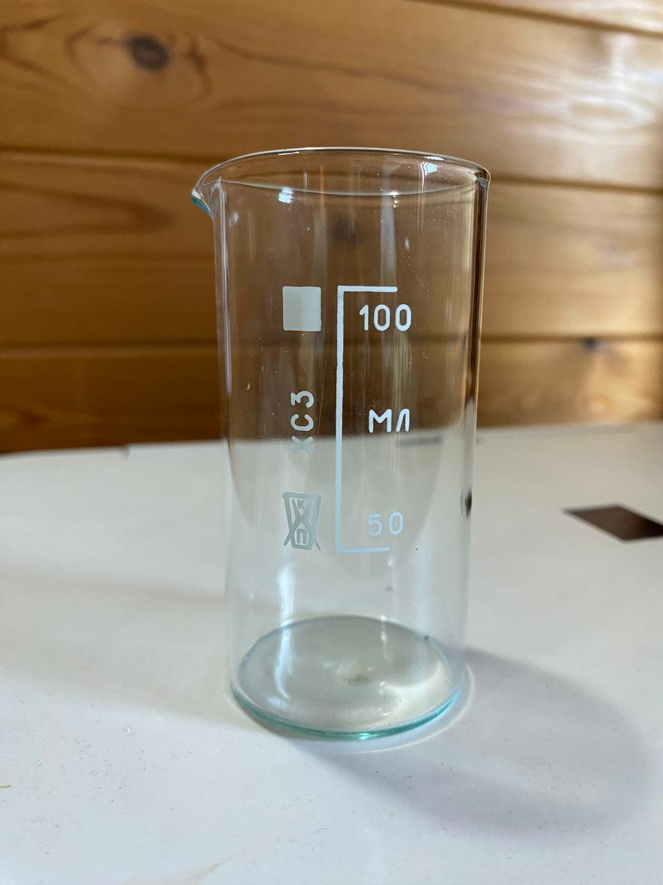 Стакан мерный 100 мл (лабораторный, тип Н, низкий с делениями и носиком, термостойкий), ТС Н-1-100