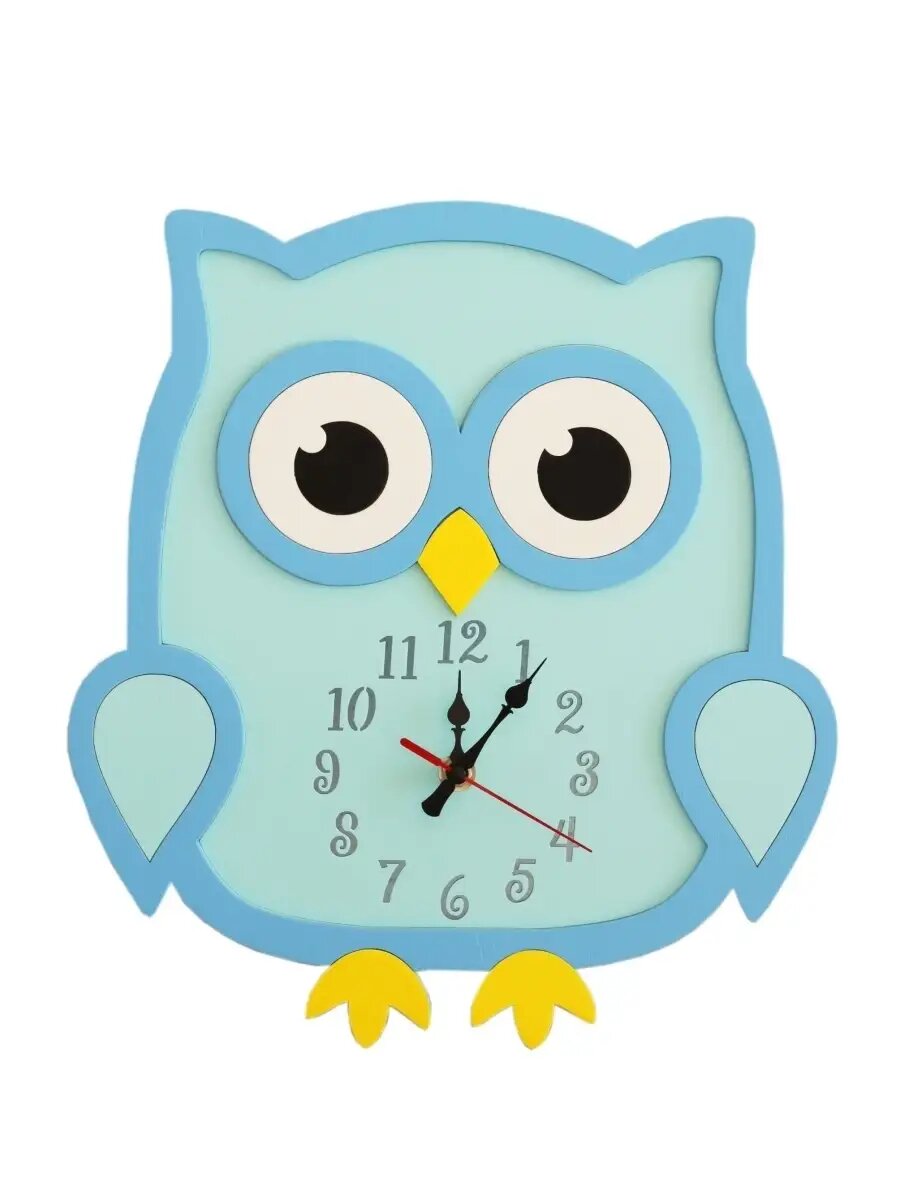 Настенные часы Little Wood Home "Сова", бирюзовые, кварцевые, бесшумные