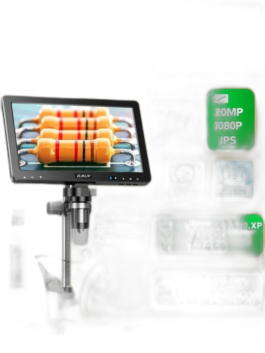 Цифровой микроскоп 20MP 1500X с HDMI 10 LED и 64 ГБ