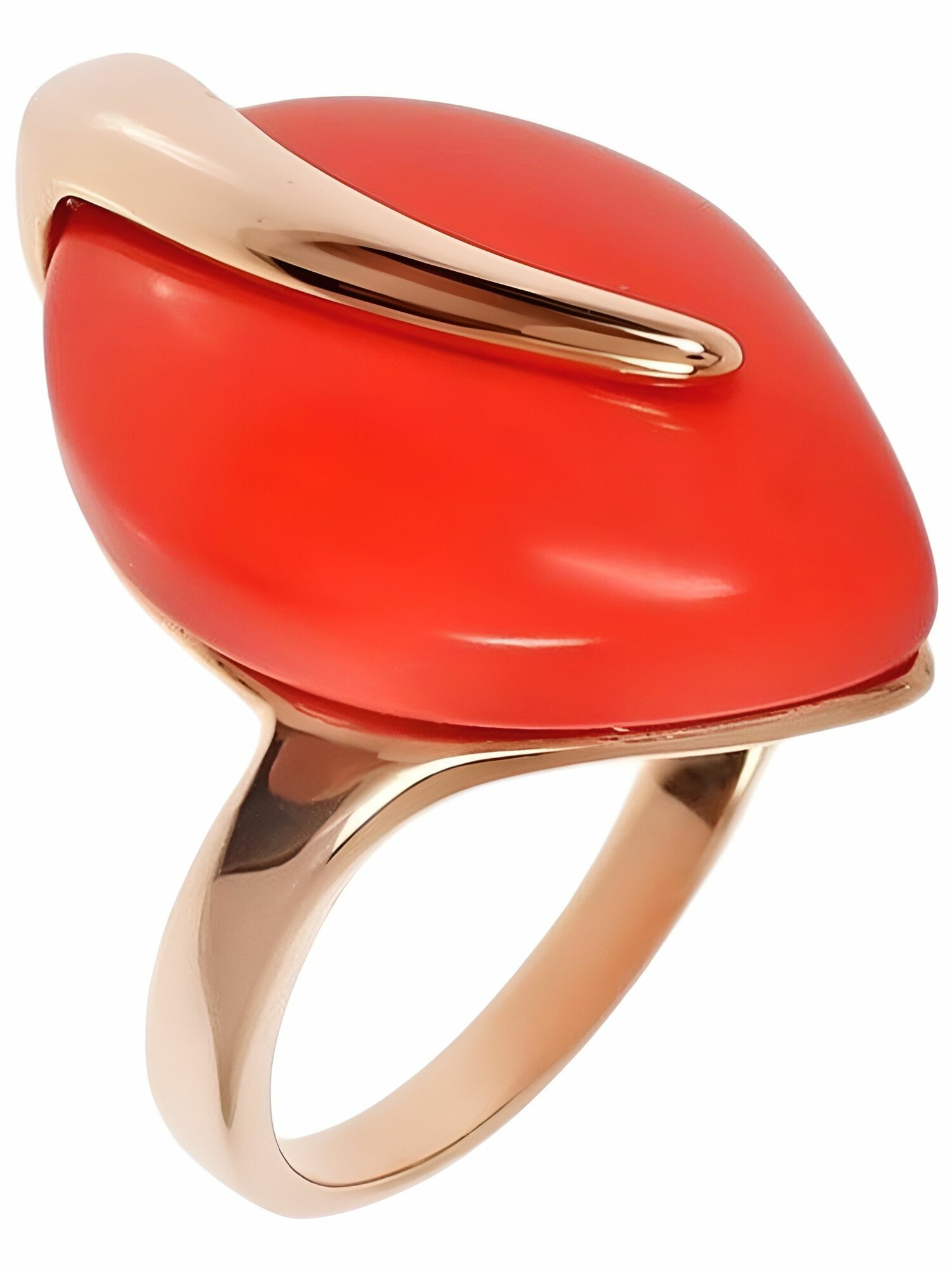 Кольцо тонкое, серебро, 925 проба, родирование, коралл